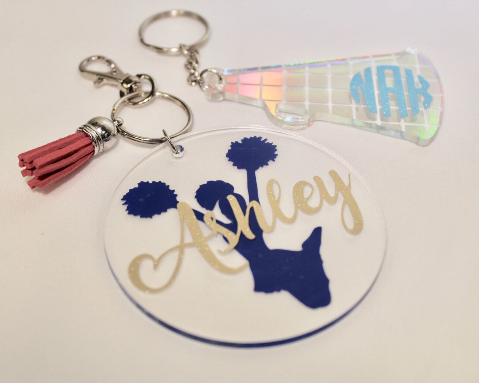 Monogram 3 Acrylic Megaphone Key Chain Cheerleading | Etsy