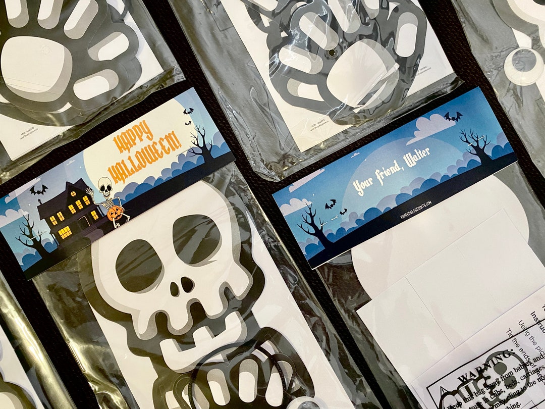Set of 12 - Paper Chain Skeleton Craft - Personalized Halloween Treats ...