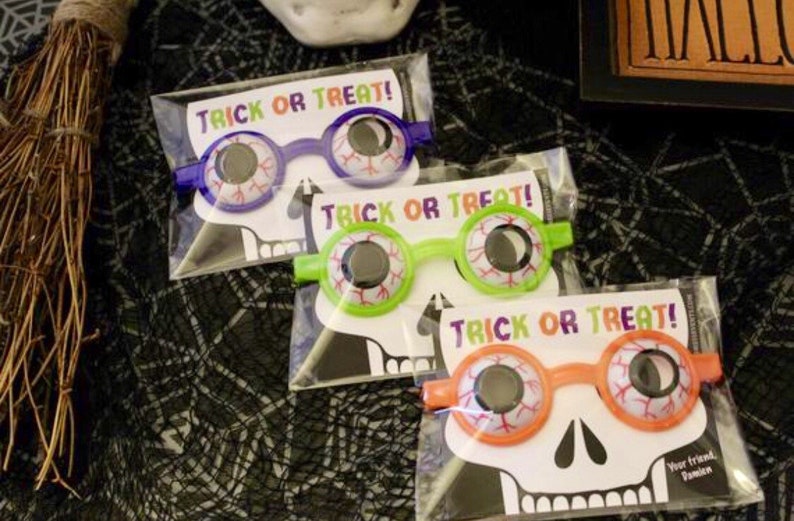 Skull Trick or Treat Personalized Halloween - Eyeball Glasses ...