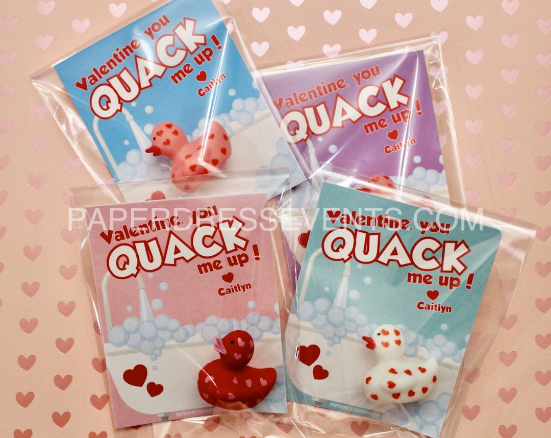 Set of 12 Valentine You QUACK Me up - Rubber Duck Valentine - Toddler ...