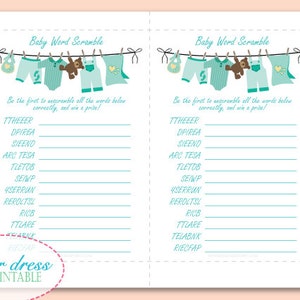INSTANT Download - Baby Shower Clothesline Word Scramble Game - Pink ...