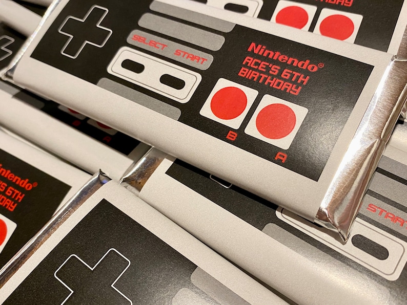 NES Nintendo Wrapped Chocolate Bars - Personalized Birthday Favors ...