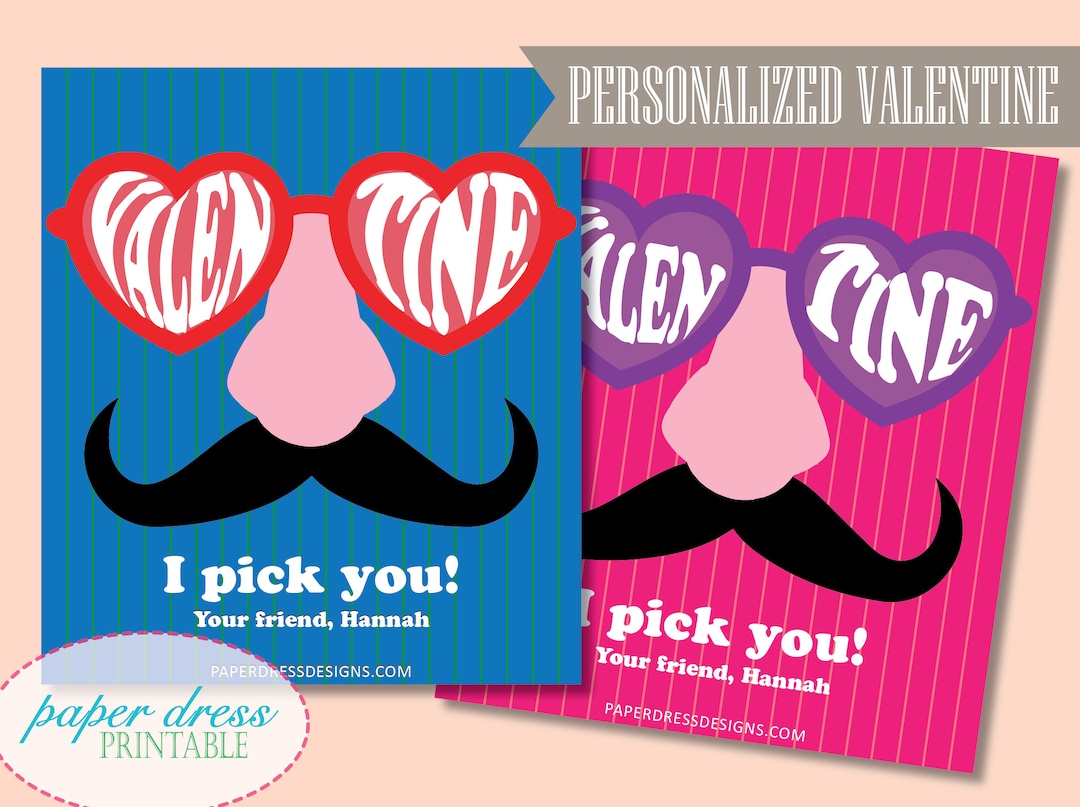 I Pick You Personalized Silly Valentine Pencil Valentine Printable PDF ...