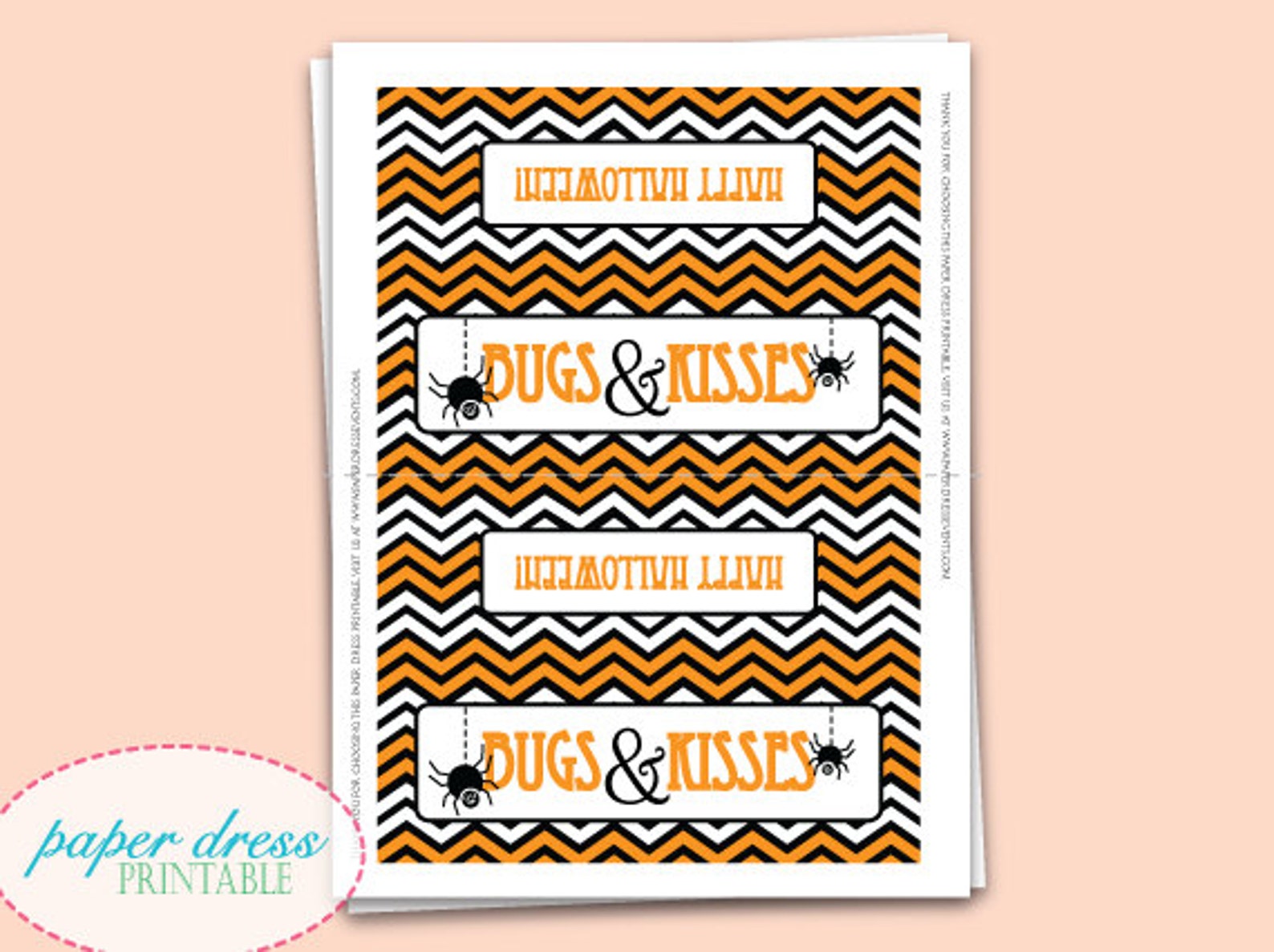 INSTANT Download Bugs and Kisses Halloween Treat Bag Topper - Etsy