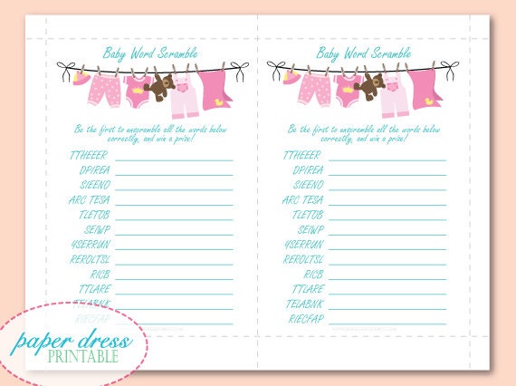 Baby Shower Clothesline Paper