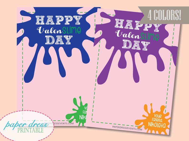Slime Color Goo Kids Personalized Valentine - Happy Valenslime Day ...
