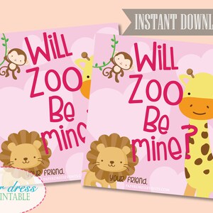 INSTANT Download - Will Zoo Be Mine Personalized Valentine - Toddler ...