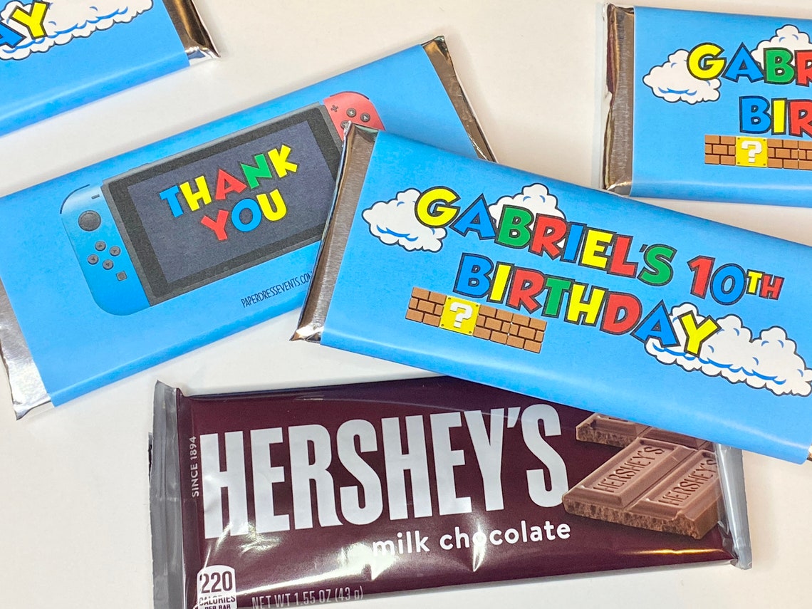 Super Mario Inspired Wrapped Chocolate Bars - Personalized Birthday ...