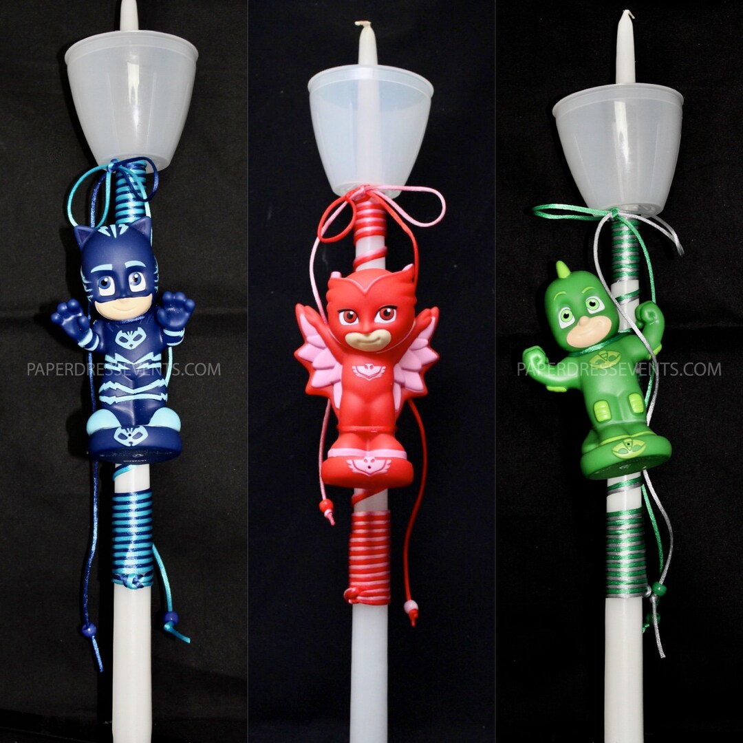 PJ Masks Gecko Catboy Greek Water Squirter Orthodox Easter Pasxa Candle ...