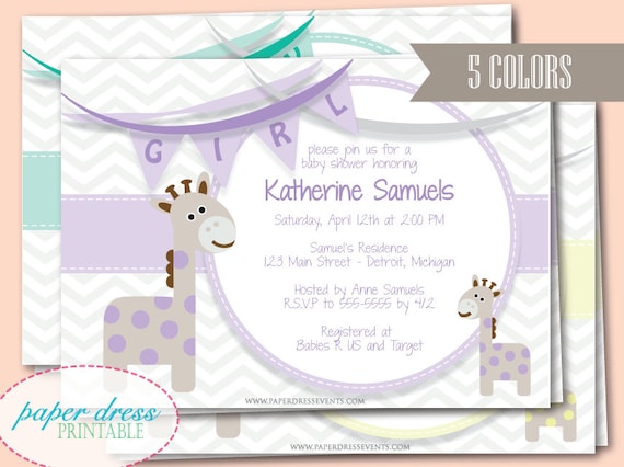 Chevron Printable Baby Invites Free Chevron Princess Baby Shower