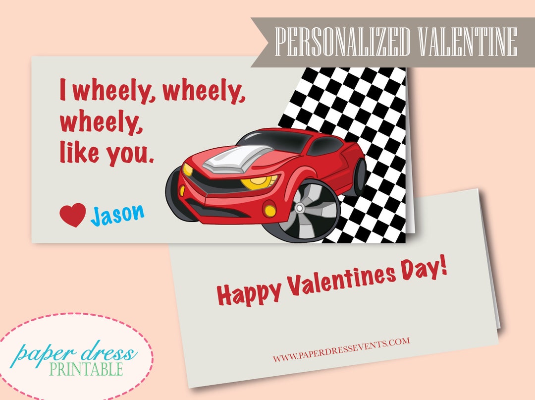 Wheely Like You Valentine - Race Car Driver Treat Bag Topper ...