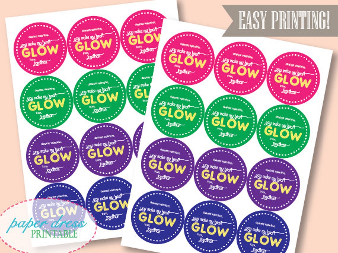 Glow Stick Valentine's Day Tags Personalized You Make - Etsy
