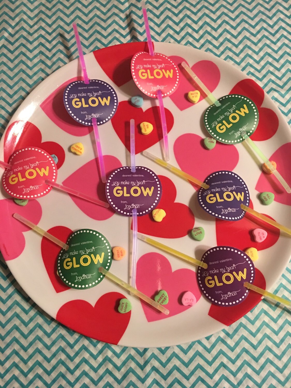 Glow Stick Valentine's Day Tags - Personalized - You Make My Heart Glow ...