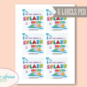Set of 12 - Summer Splash Water Balloon Favor Tags Stickers Labels - Etsy