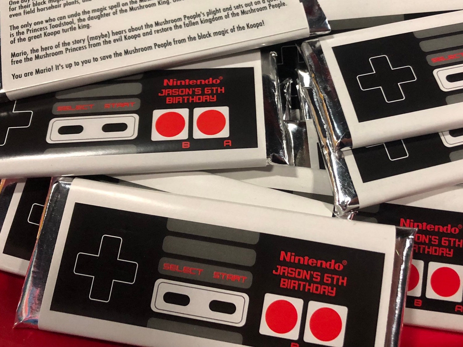 NES Nintendo Wrapped Chocolate Bars Personalized Birthday | Etsy