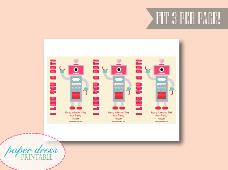 I Like You a Bot Valentine - Pop Tube Valentine - Toddler Kids ...