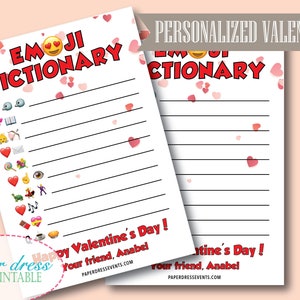 Emoji Picture Game - Personalized Classroom Valentine's - Printable PDF ...