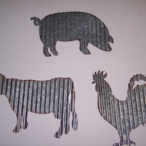 Corrugated Tin Pig Wall Art, Tin Farm Animals, Metal Wall Art, Pig Wall ...