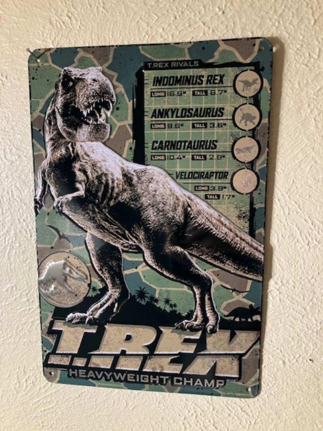 Jurassic Park T REX Dinosaur Metal Wall Decor Sign 12 X 8 Army - Etsy