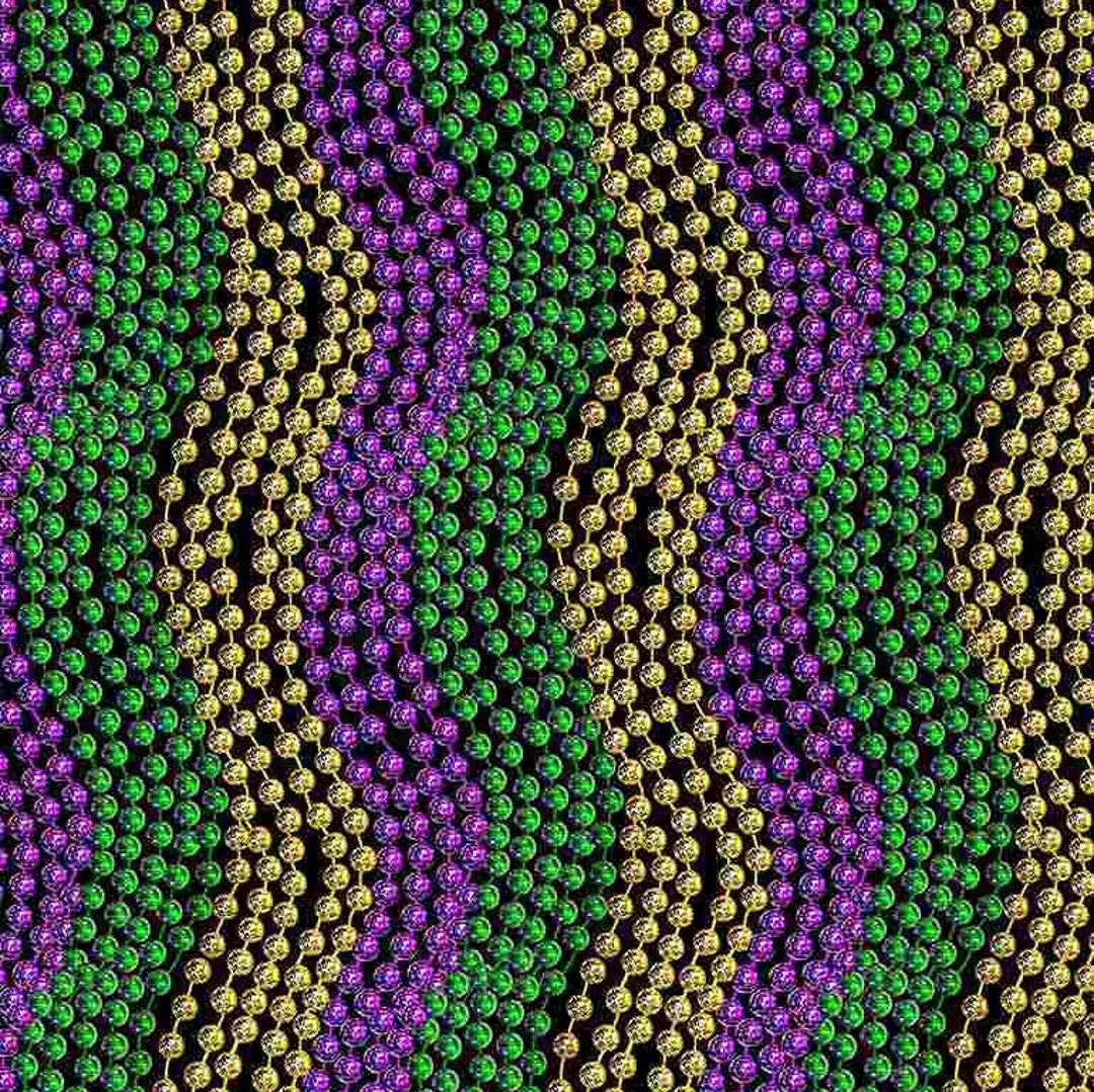 Mardi Gras Beads Stripe in Multi | Mardi Gras for Timeless Treasures ...