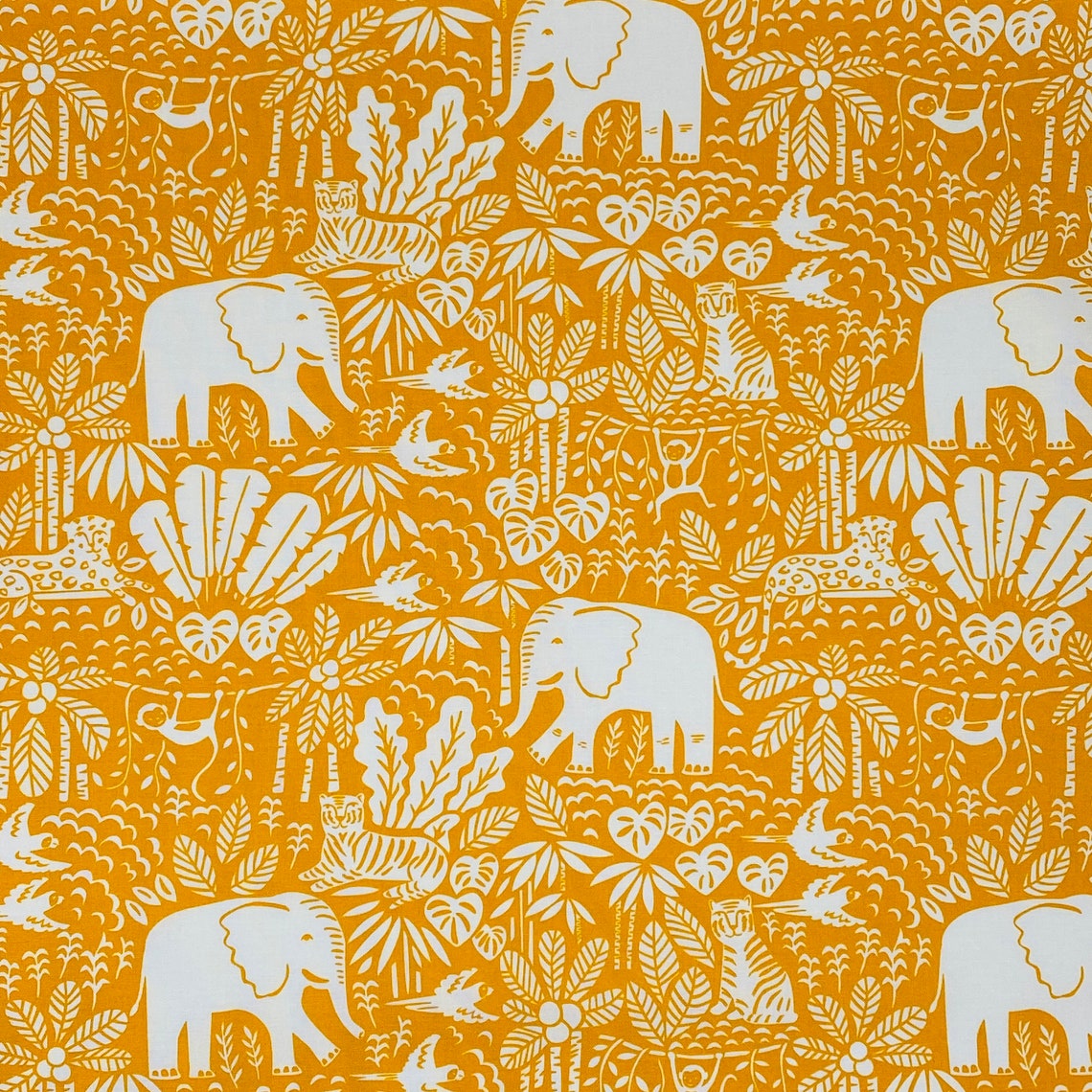 Jungle Scene in Tiger Yellow Jungle Paradise by Stacy Iest - Etsy