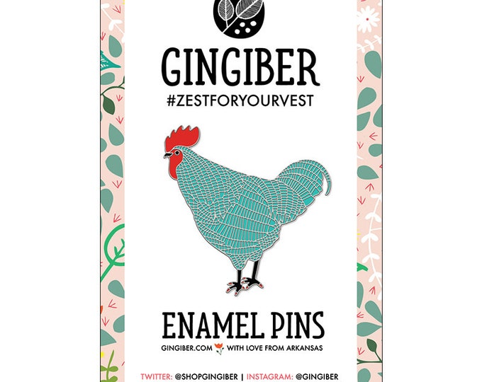 Blue Chicken Enamel Pin | Farm Charm by Gingiber for Moda Fabrics GB ...