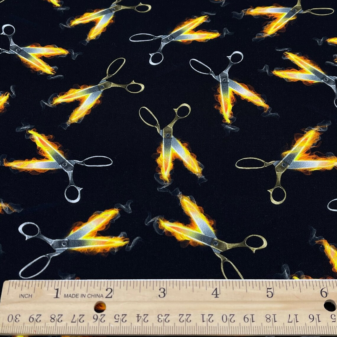 Flaming Scissors in Black Timeless Treasure GMC8486 100% | Etsy