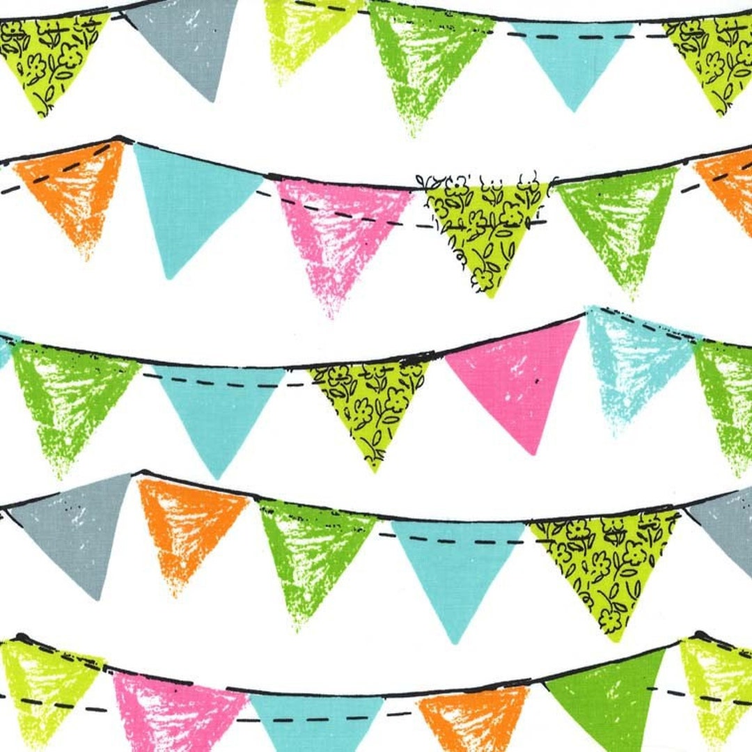 ON SALE Party Bunting Flags in Aqua Michael Miller Fabrics CX5926-AQUA ...