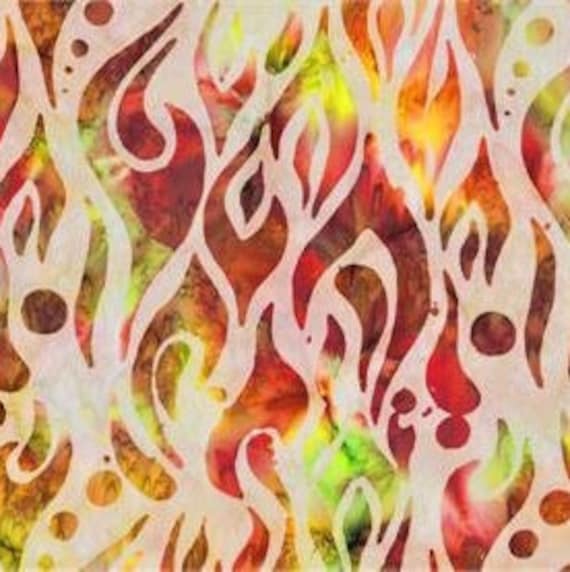 Flames on Cream Earth Wind & Fire for Batik Textiles 4916 | Etsy