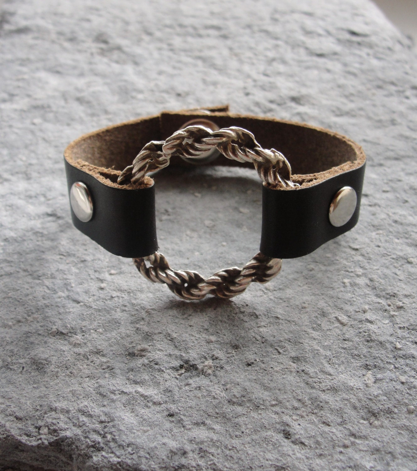 Leather Infinity Circle Bracelet Rustic Geometric Jewelry | Etsy