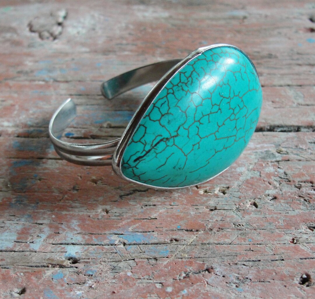 Bohemian Turquoise Bracelet Cuff Gypsy Gemstone Jewelry - Etsy