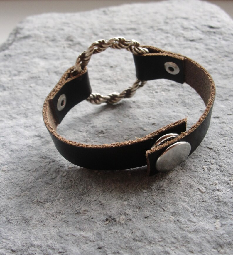 Leather Infinity Circle Bracelet Rustic Geometric Jewelry - Etsy