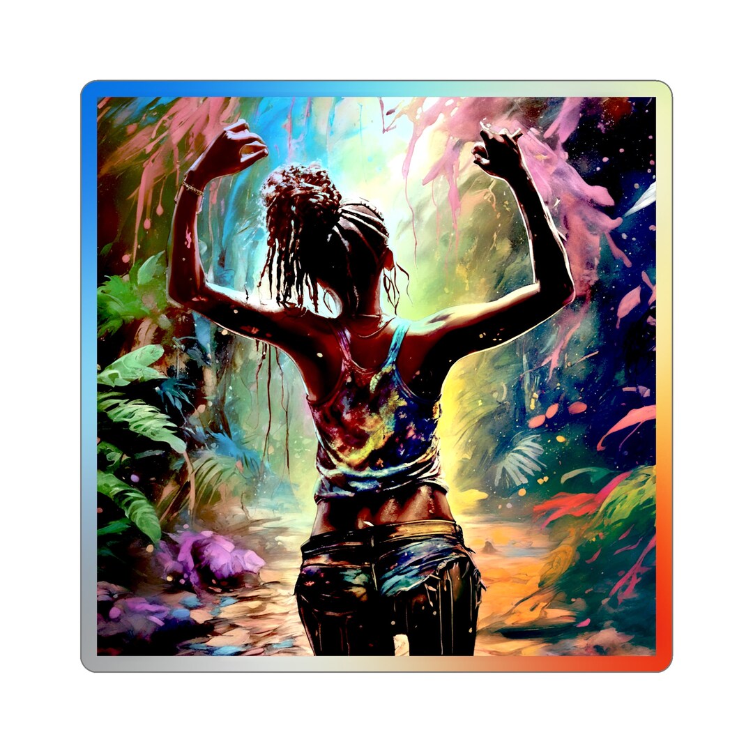 Hyper Realistic Jungle Fantasy Art Decal Sticker, Holographic Die-cut ...