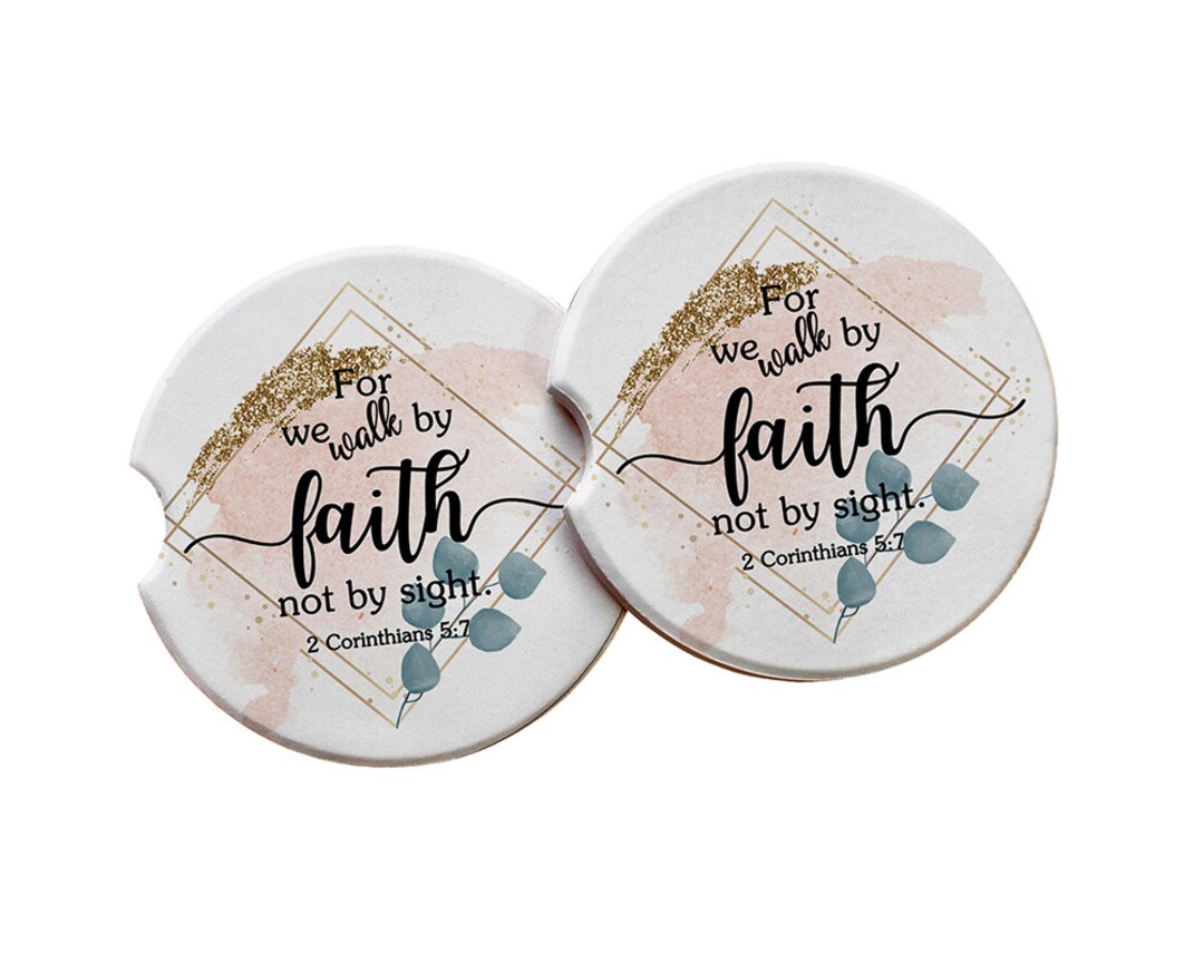 For We Walk by Faith Bible Verse Car Coasters Interior Auto Decor ...