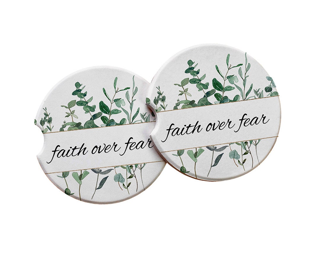 Faith Over Fear Bible-inspired Car Coasters Absorbent Ceramic ...