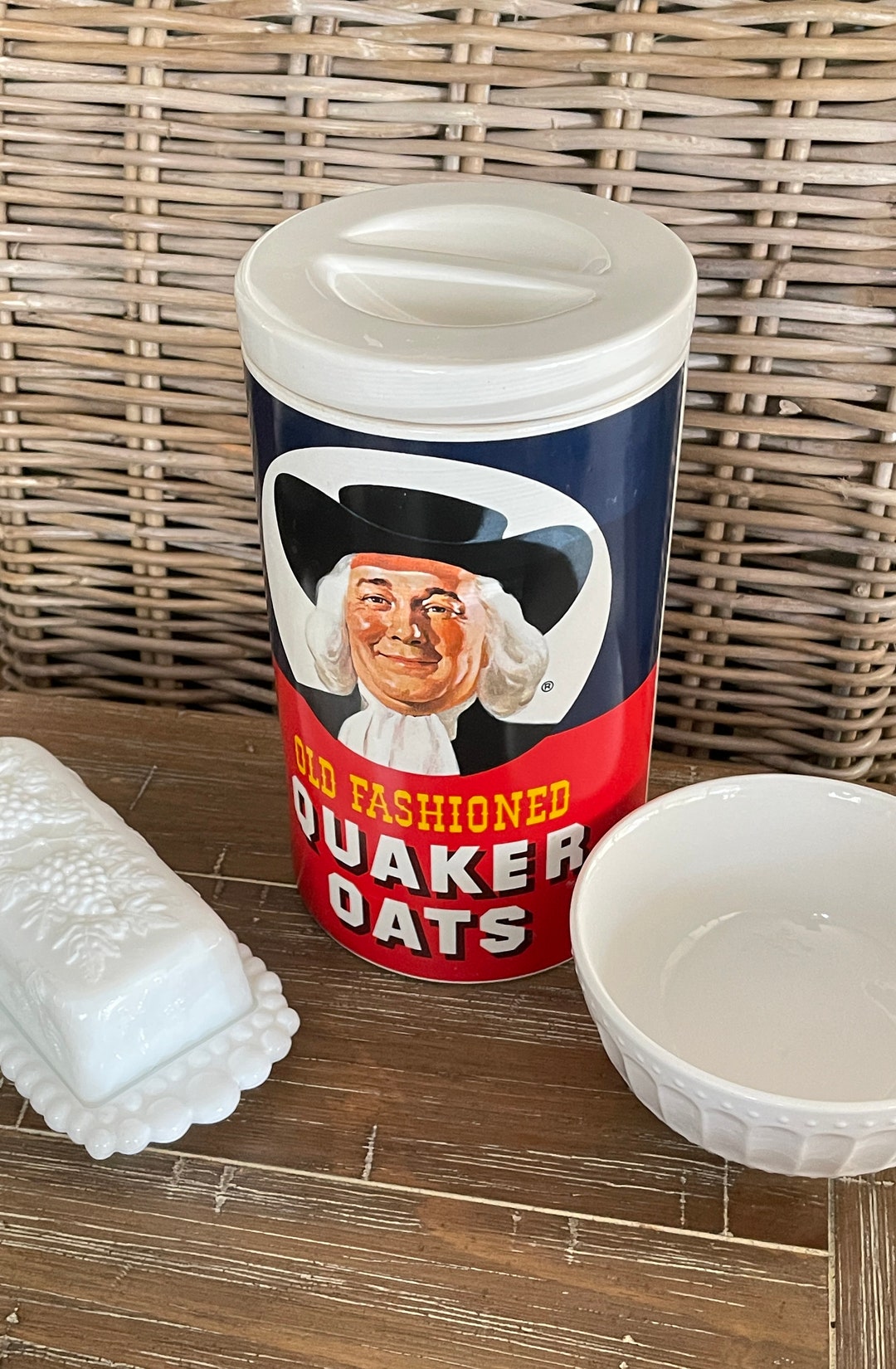 Vintage Ceramic Canister Quaker Oats Collectible - Etsy