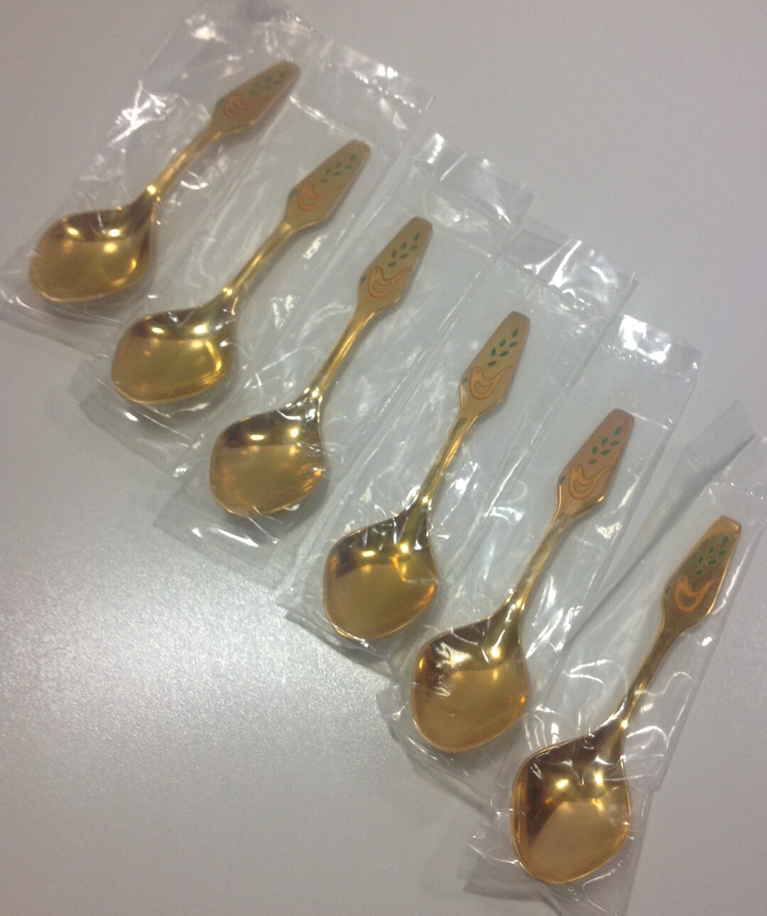 Vintage Meka Denmark 22K Gold Plated Enamel Coffee Spoons - Set of 6 - Etsy