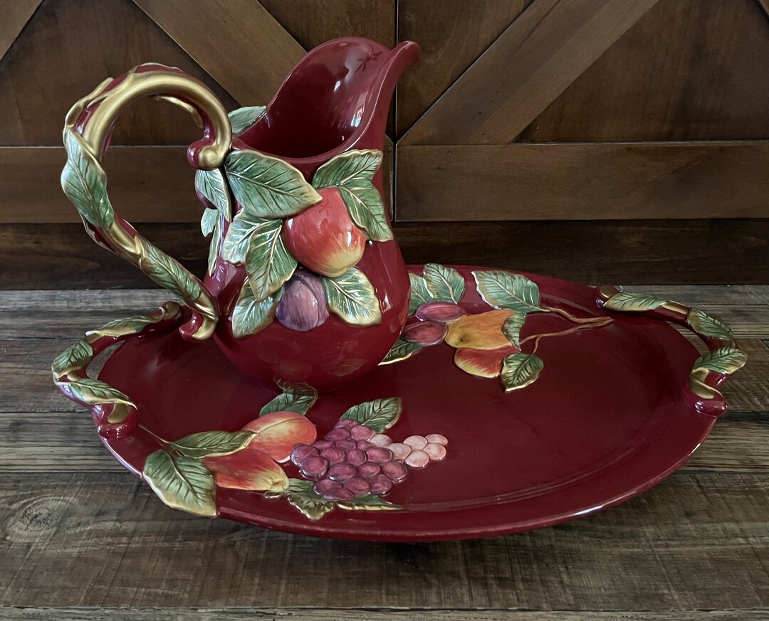 Vintage Ceramic Fitz Floyd Platter and Pitcher Classic Renaissance - Etsy