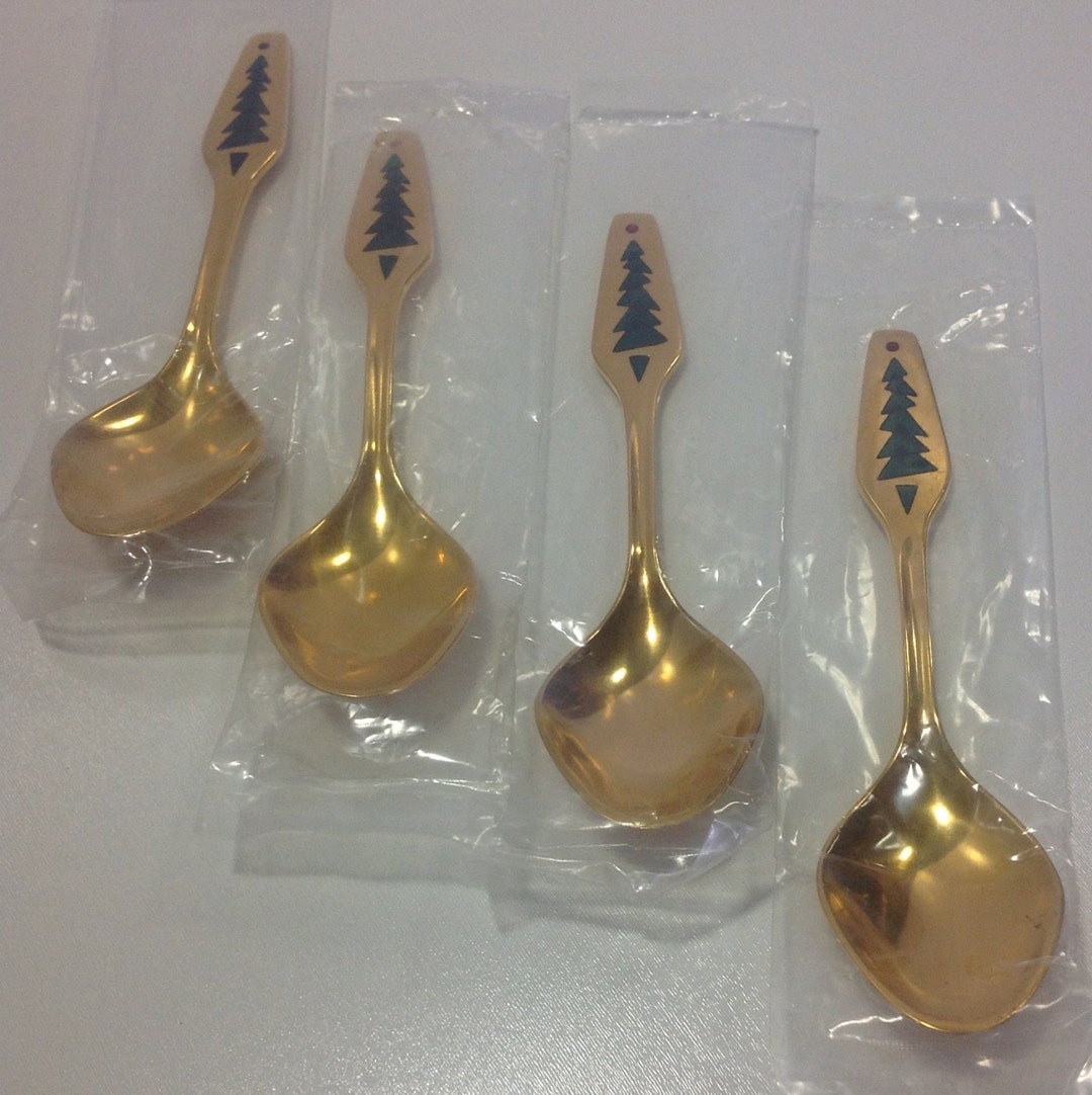 Vintage Meka Denmark Demi Coffee Tea Spoon 22K Plate 1966 Set of 4 - Etsy
