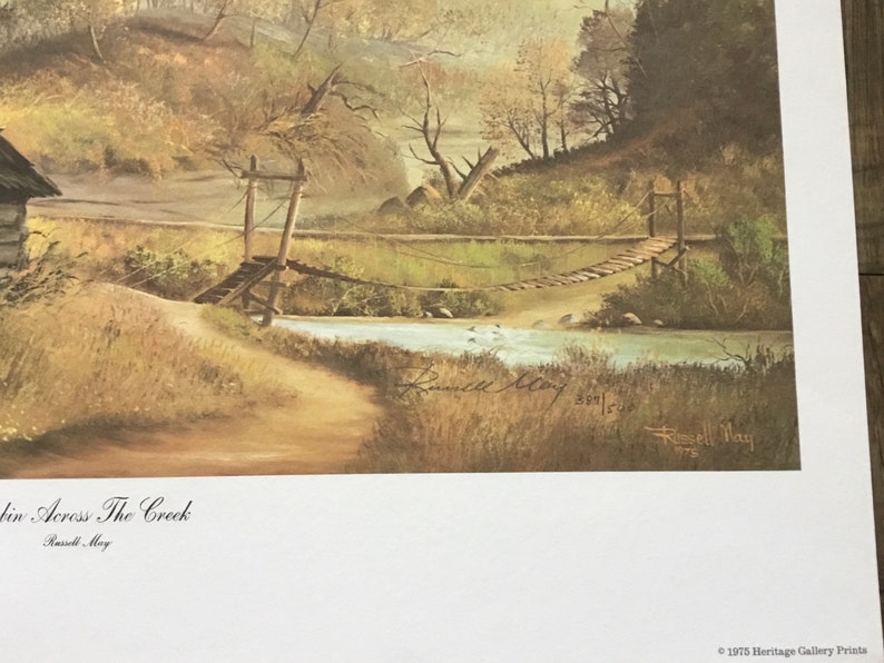 Vintage Russell May Lithograph Cabin Across the Creek | Etsy