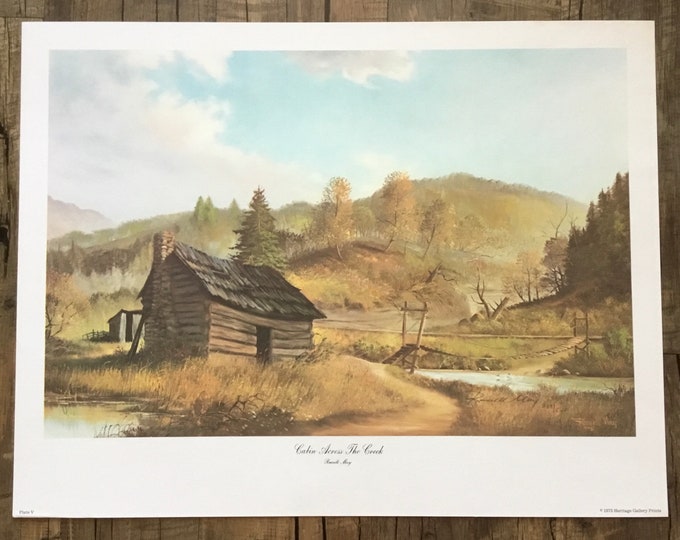 Vintage Russell May Lithograph Cabin Across the Creek - Etsy