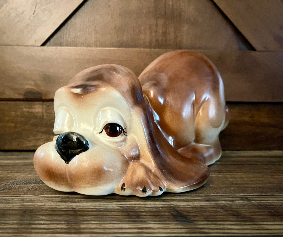 Vintage Ceramic Dog Piggy Bank Hound Doggy Bank - Etsy