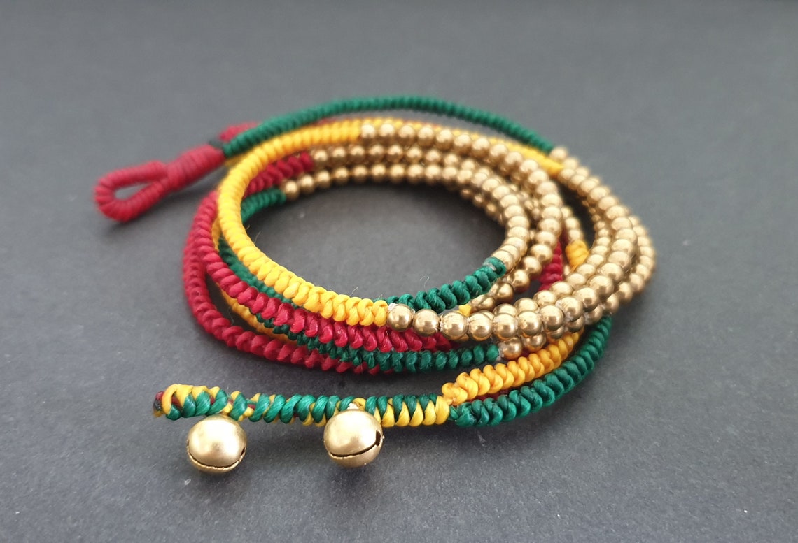 3 Wrap Snake Knot Reggae Brass Bead Bracelet/necklace - Etsy