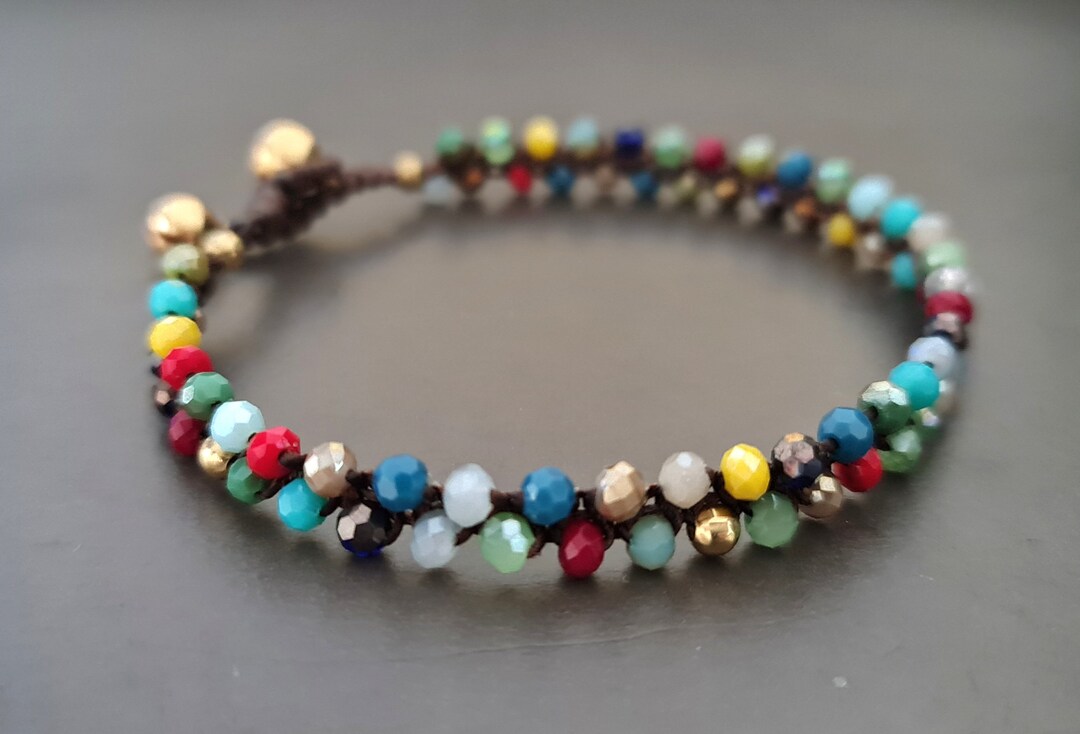 Basic Woven Crystal Beaded Brass Jewelry Bracelet Anklet ,beaded Bracelet, Wrap Bracelet - Etsy
