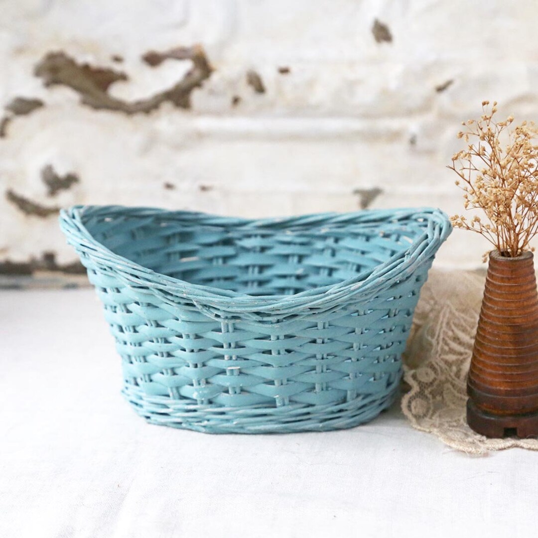 Vintage Small Basket, Small Blue Basket, Farmhouse Basket, Country ...