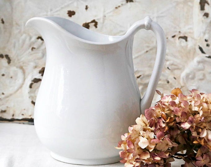 Vintage Large Ironstone Pitcher, Extra Large Pitcher, Farmhouse Pitcher ...