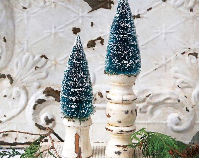 Christmas Bottle Brush Tree, Vintage Wood Spindle, Tree on Spindle ...