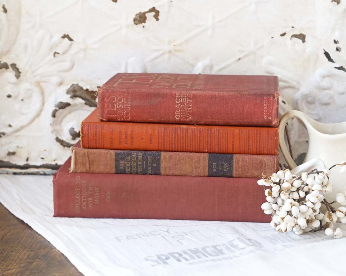 Vintage Book Stack Books for Decor Rustic Book Bundle | Etsy