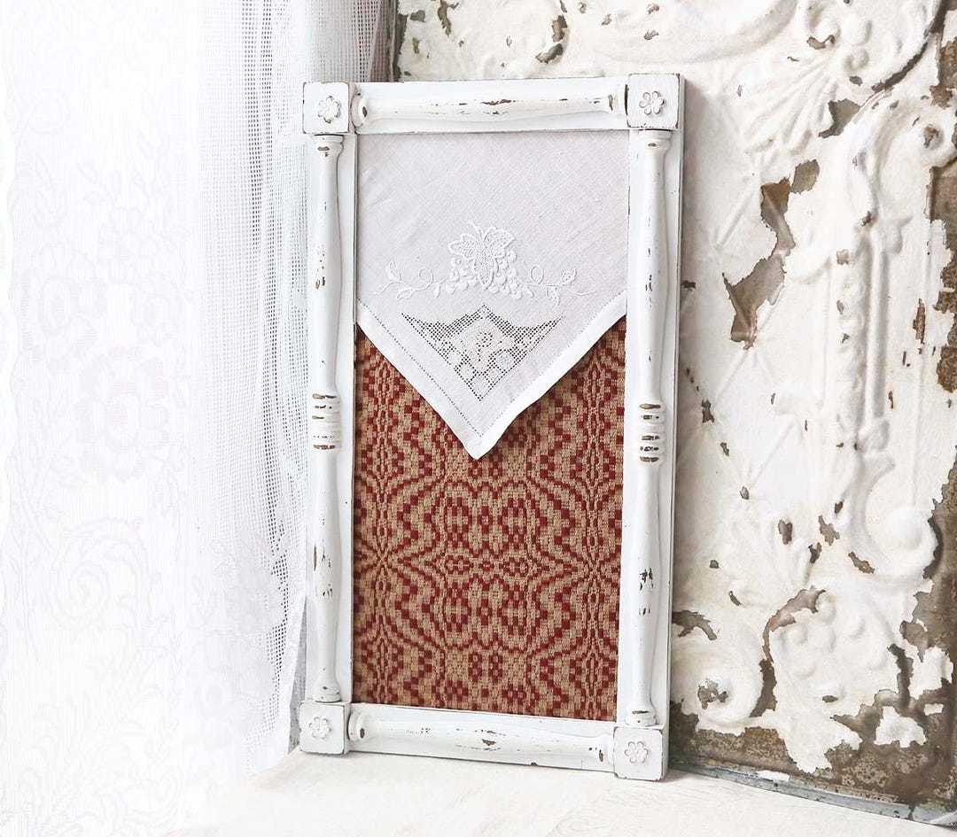 Framed Coverlet Wall Art: Vintage Lace, Chippy White Frame - Etsy