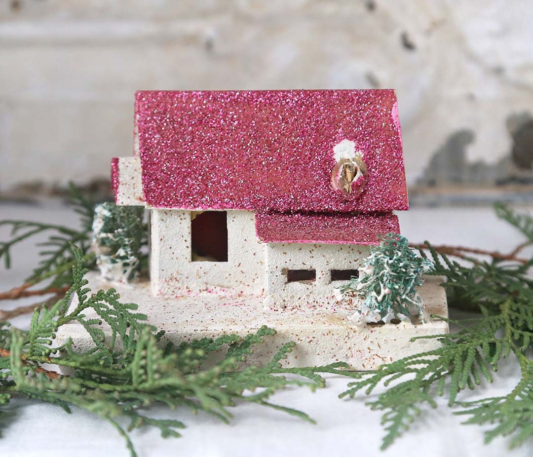 Vintage Putz House, Large Putz White House, Large Putz House, Retro ...